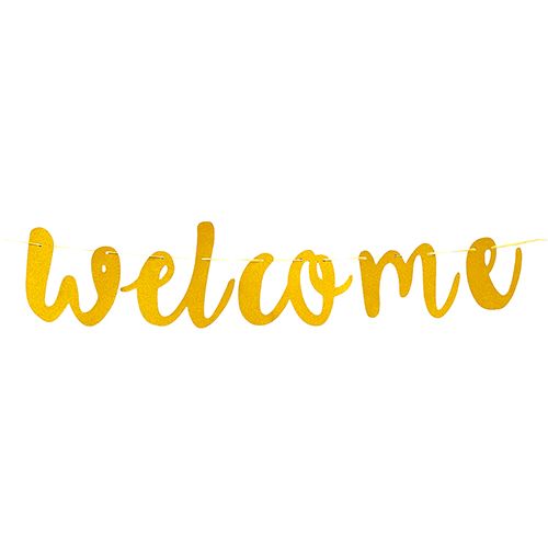 Cursive Letters Welcome Banner - Golden – FUNZOOP