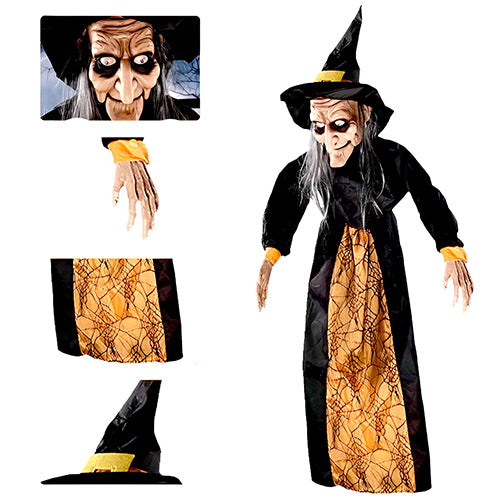 Hanging Animated Talking Witch Decoration with Light-up Eyes – FUNZOOP