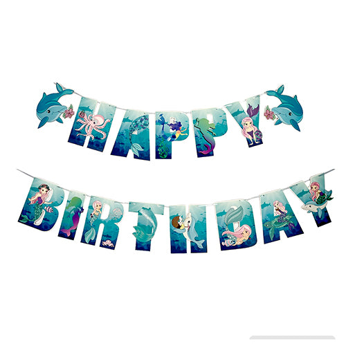 Mermaid Happy Birthday Banner – FUNZOOP