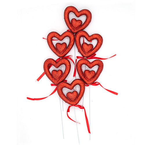 3D Styrofoam Open Heart Sticks - 6 Pcs [Available in Red color ...