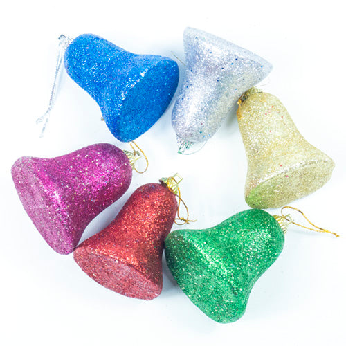 Christmas Tree Decorations Glitter Foam Bell Ornament [6 Pcs ...