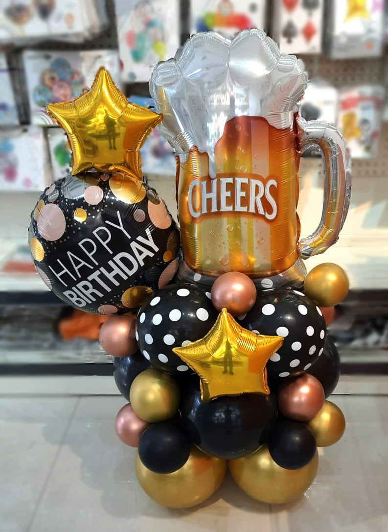 Happy Birthday Stars Cheers Balloons Centerpiece | Birthday Balloon ...