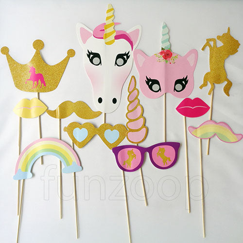 Unicorn Photo Booth Props - 12 Pcs – FUNZOOP